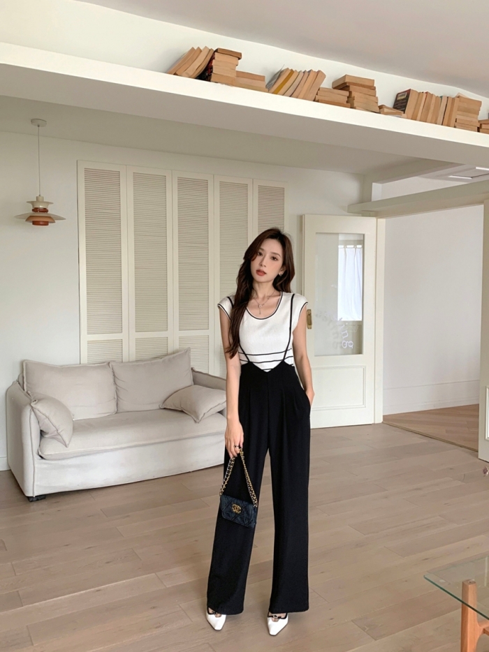 【Z825677】質感細肩高腰西裝寬褲 - OpenLady