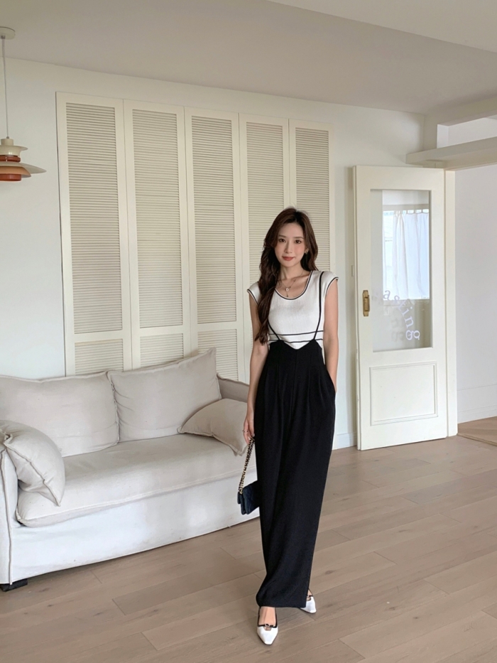 【Z825677】質感細肩高腰西裝寬褲 - OpenLady